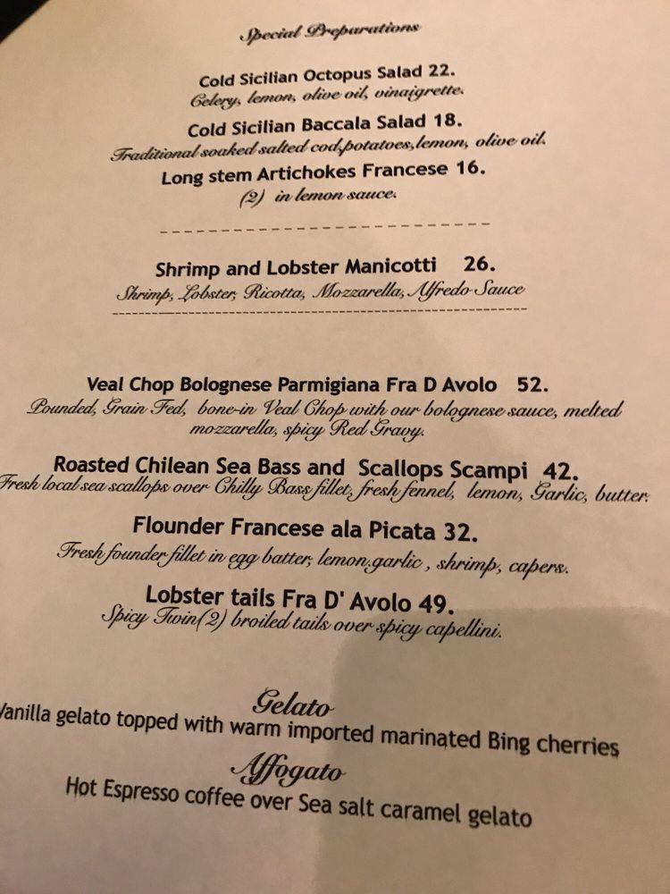 Menu at Cafe 2825, Atlantic City