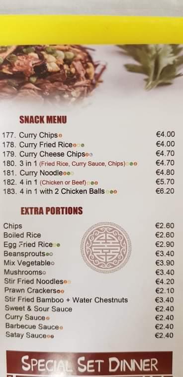 Menu at Jade Pot Chinese Takeaway restaurant, Ballymahon
