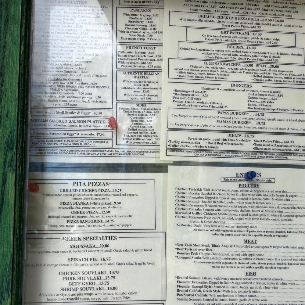 Menu at John Papas Cafe, East Hampton