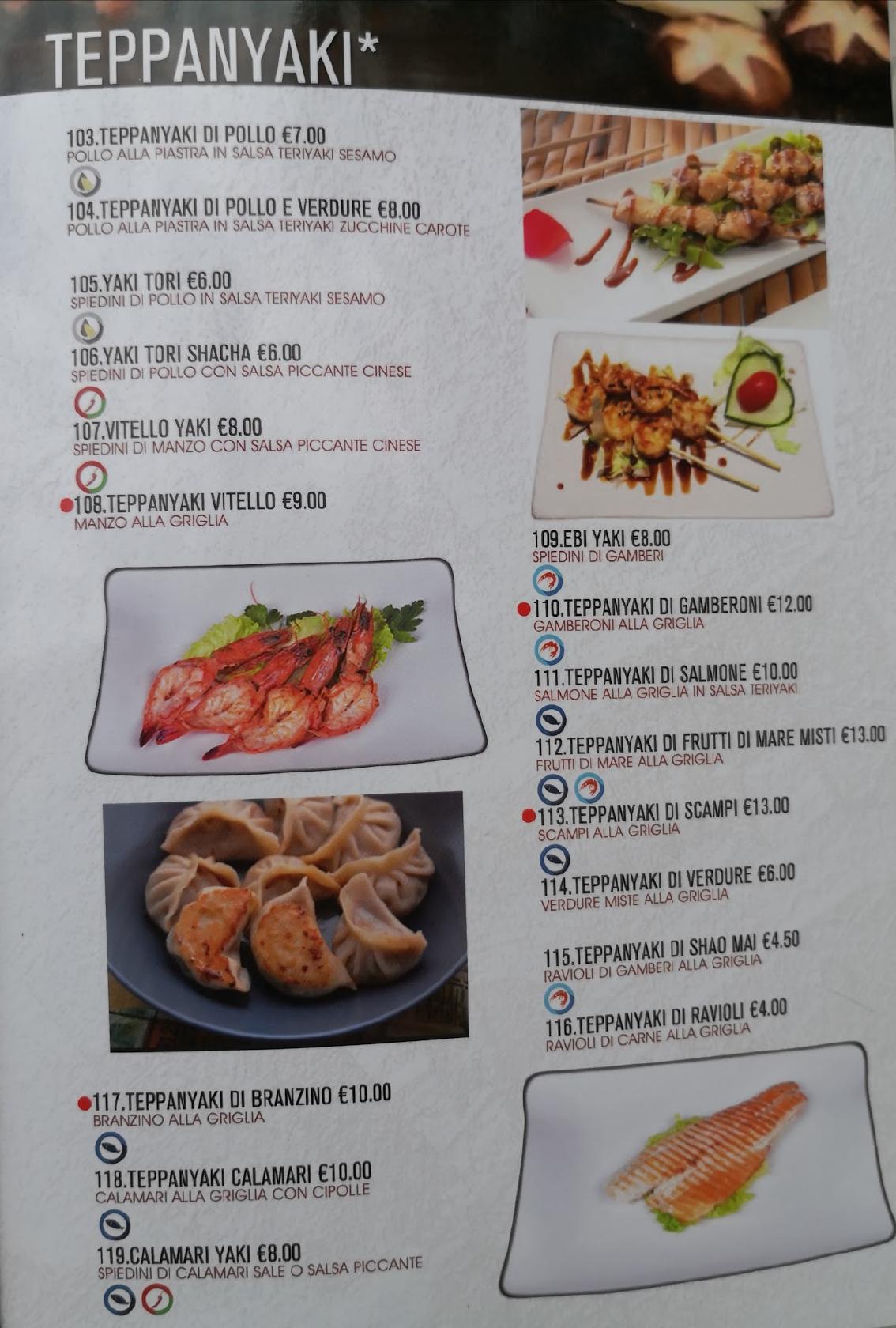 Carta del restaurante Kiyomi, Villair-Amerique