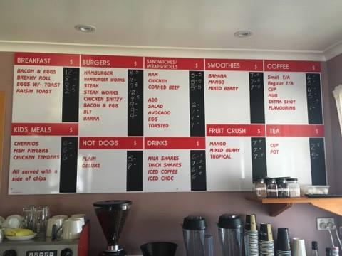 Menu at Farmhouse Coffee Lounge coffee house, Yarraman