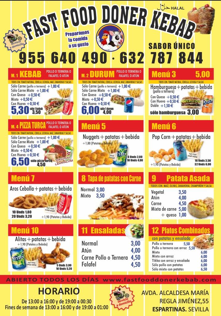 Menu at Fast Food Doner Kebab, Espartinas
