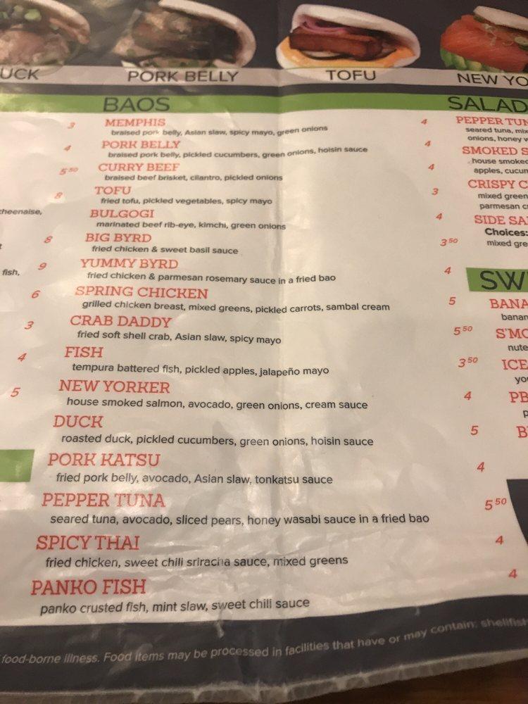 Menu at Fat Bao restaurant, Houston, Kirby Dr