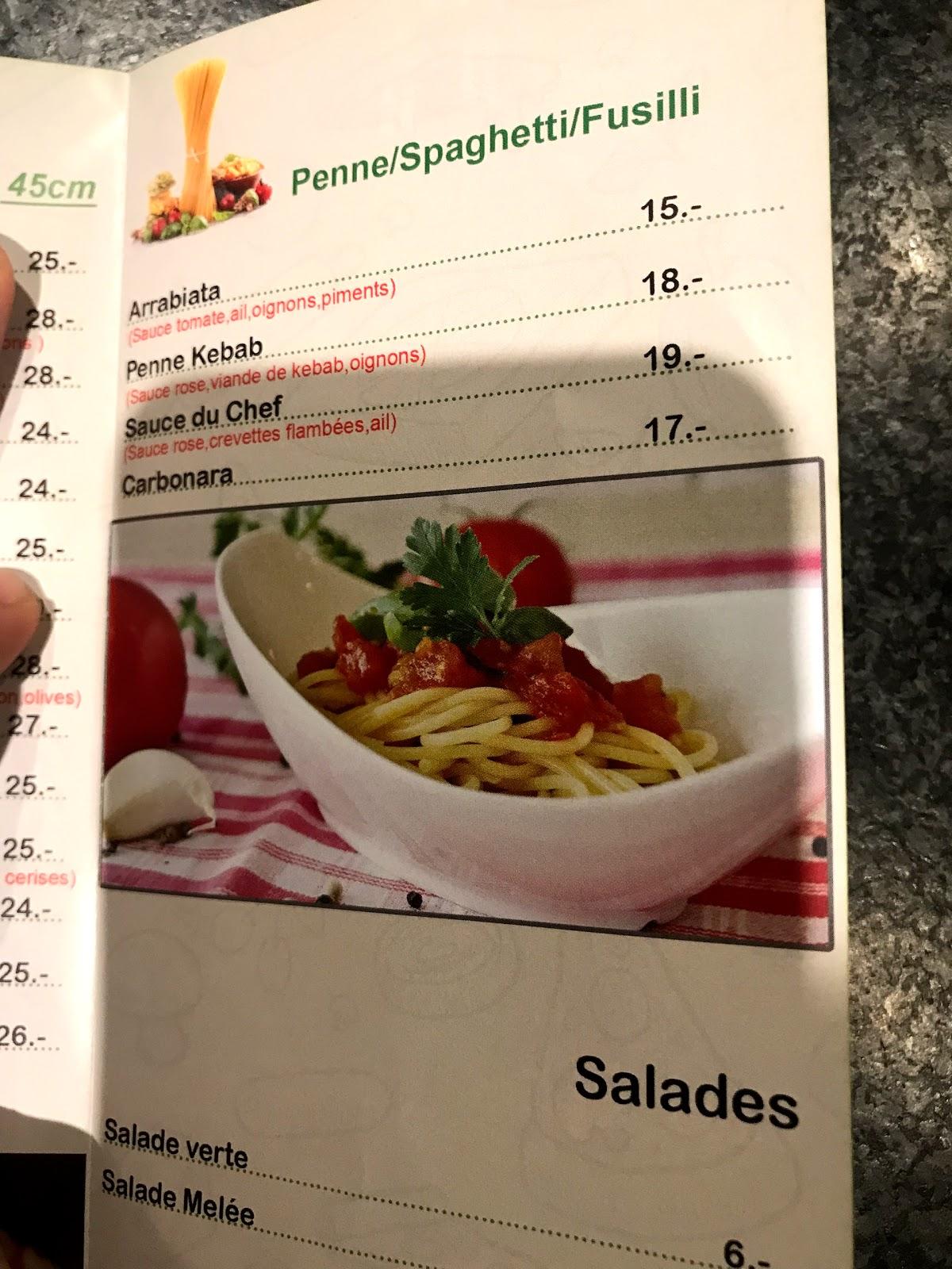 Menu da La Vendetta, Avenches