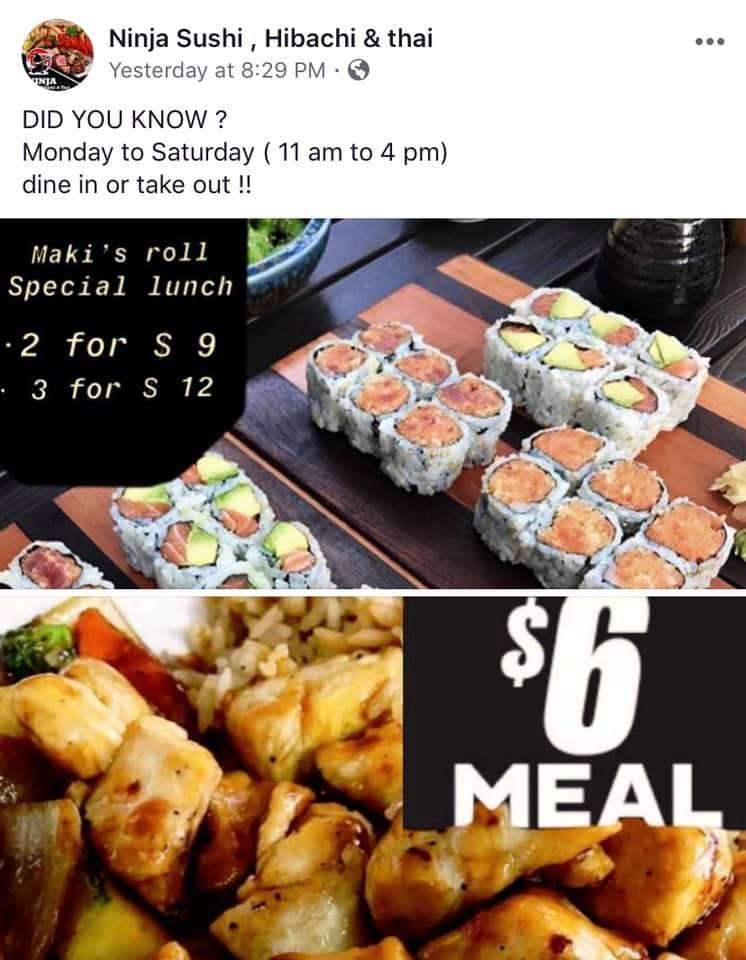 Menu at NINJA SUSHI HIBACHI & THAI restaurant, Napoleon