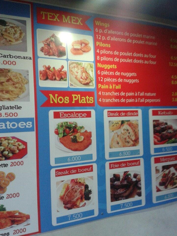 Menu at Pizza One restaurant, El Mourouj