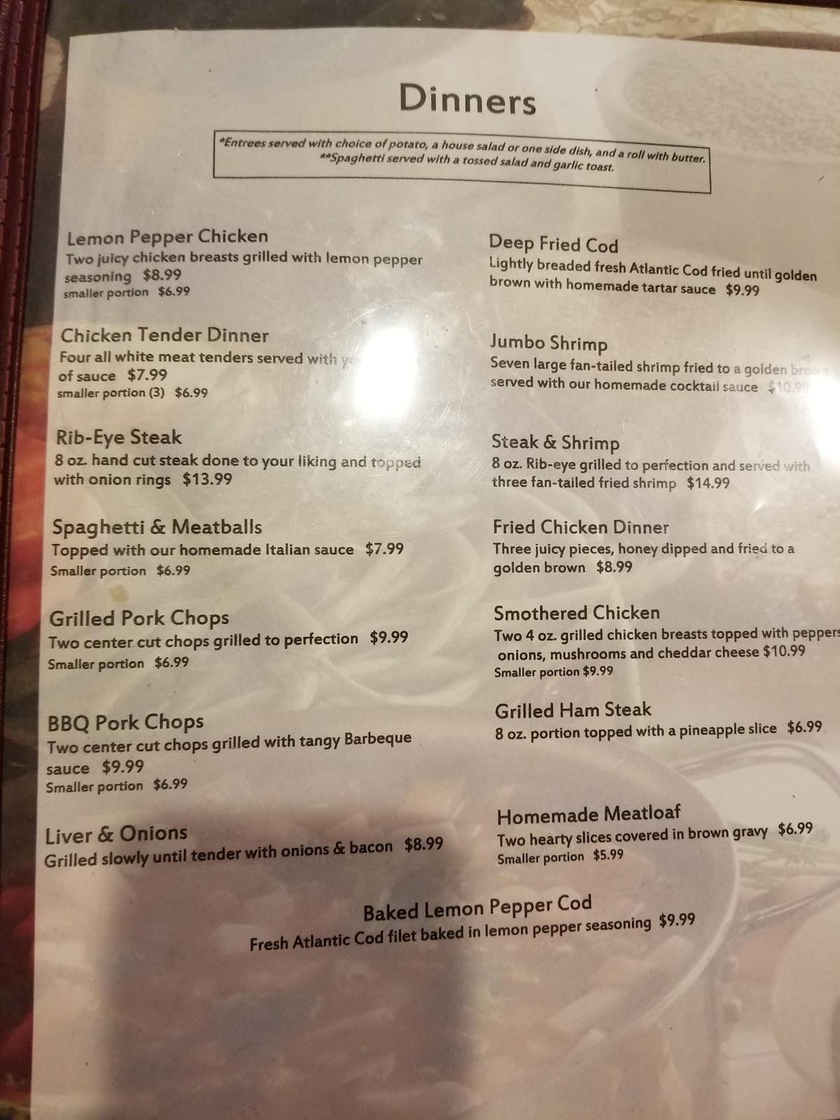 Menu at Towne Square Restaurant, Beaver
