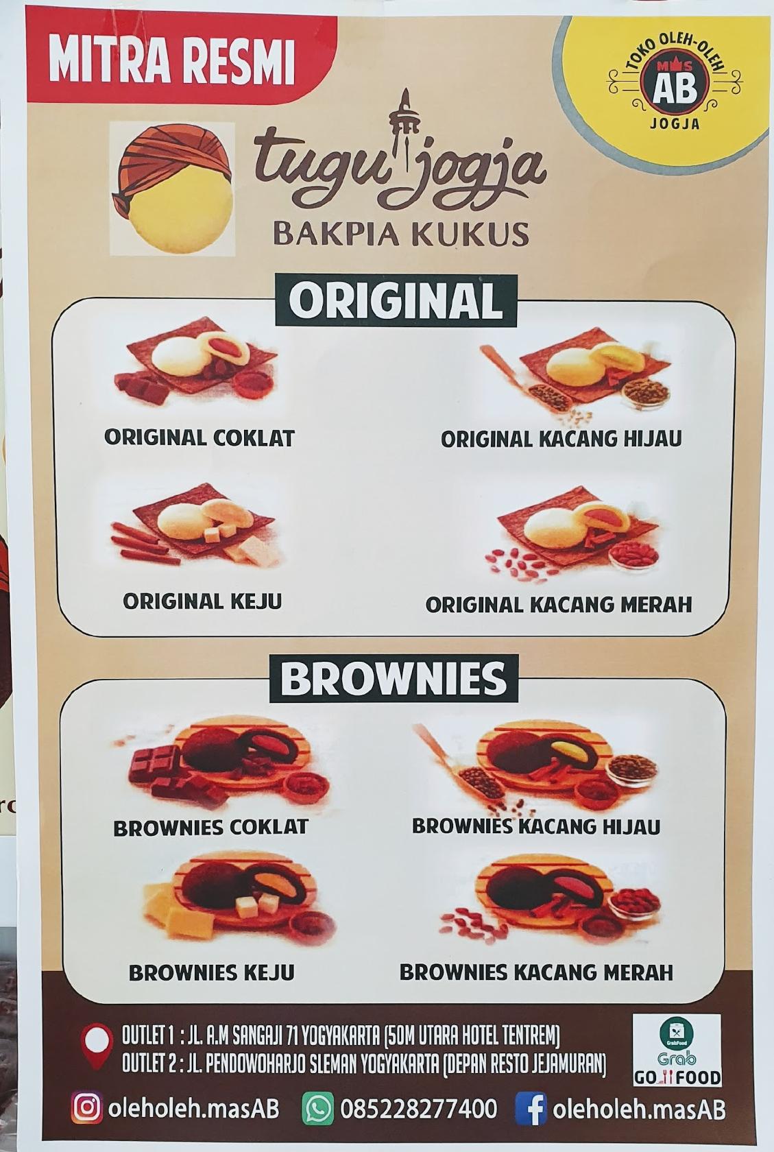 Carta de Bakpia Kukus Tugu Jogya - Mas AB, Yogyakarta, Sosrowijayan St ...