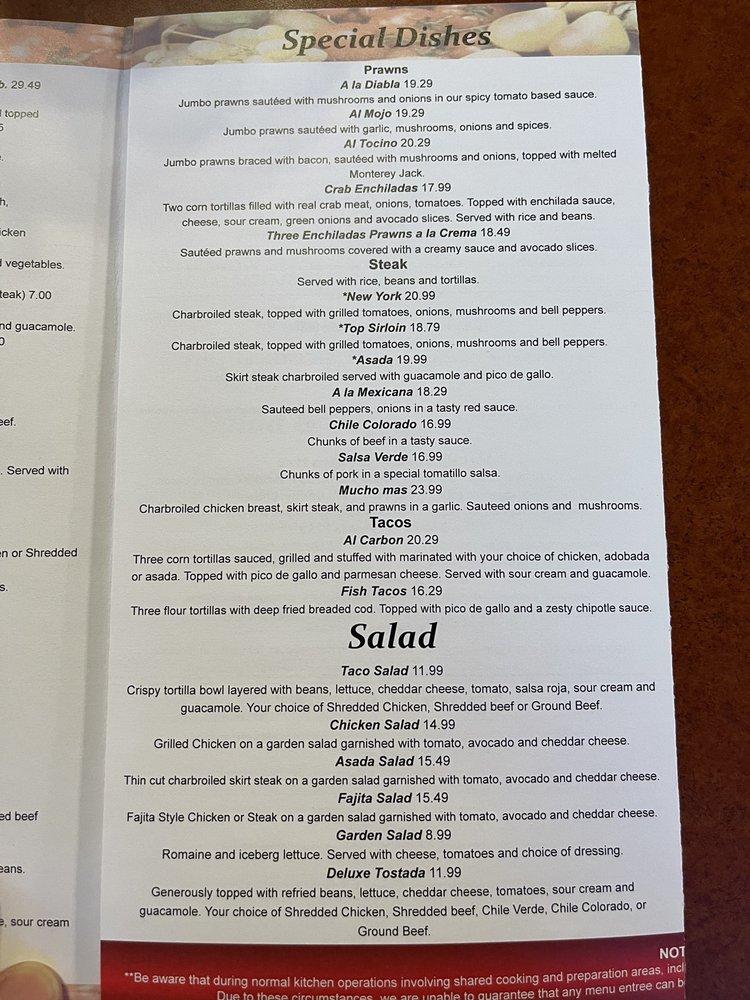 Menu at Don Chuy Mexican Restaurant, Bonney Lake