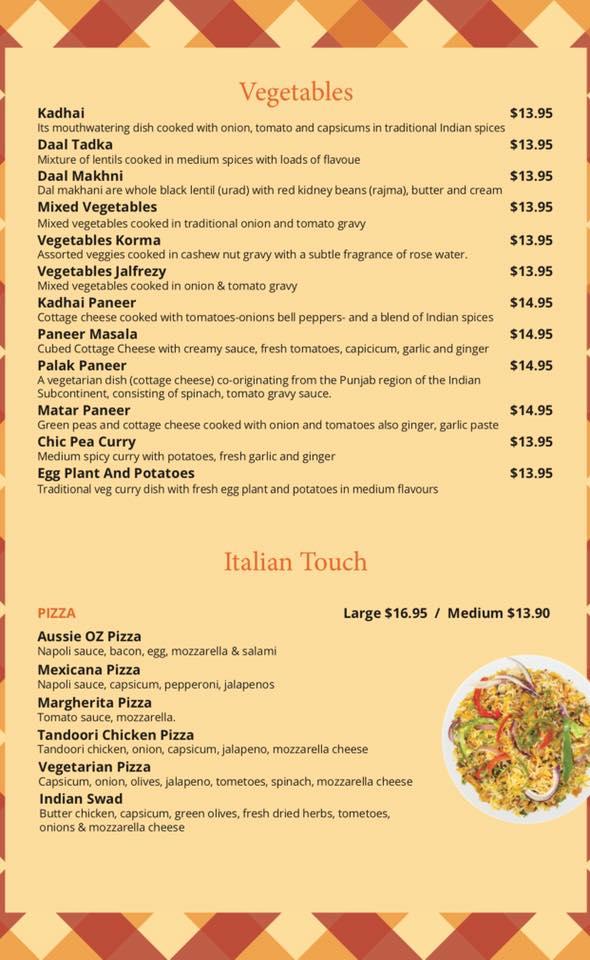 Menu at Indo Italian Fusion (Indian Restaurant 3/2 Elysium Rd Carrara ...