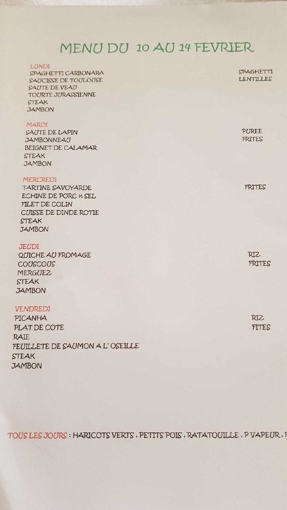 Menu au RESTAURANT CHEZ RENE, Canteleu