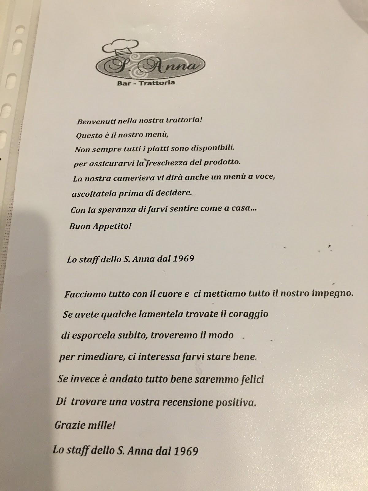 Menu da Trattoria Sant'Anna pub & bar, Rho