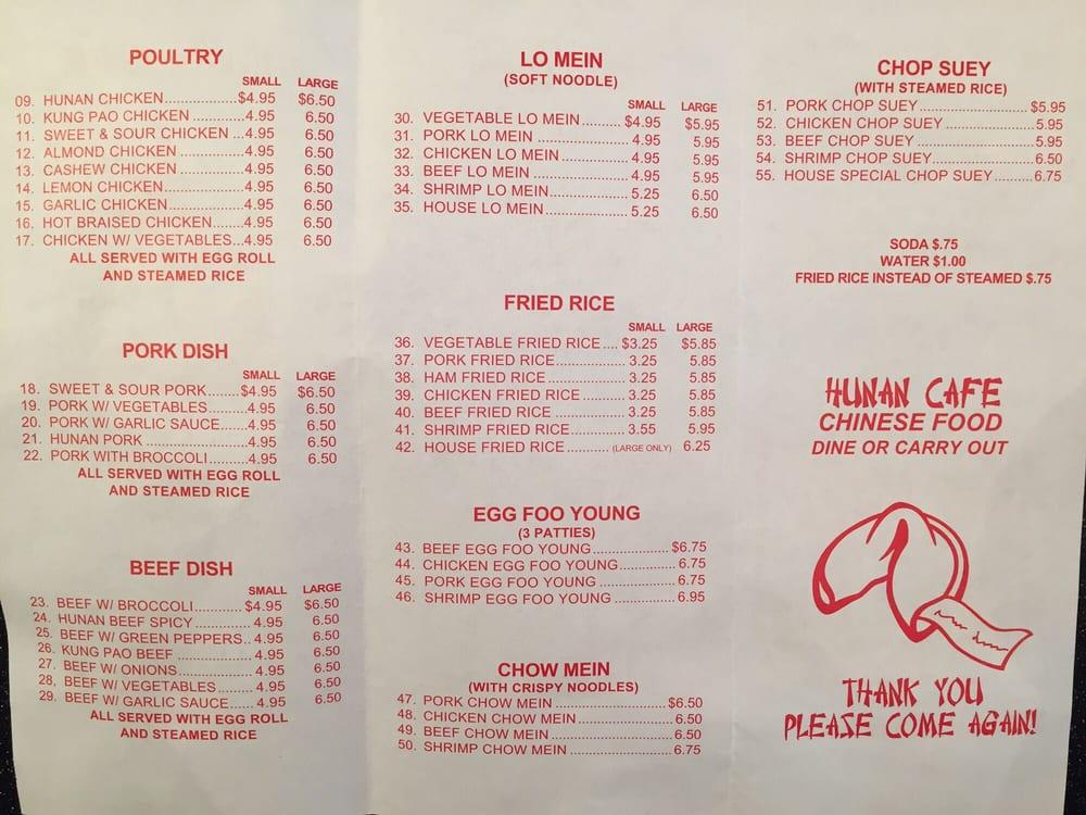 Carta de Hunan Cafe, Wichita, E Pawnee St