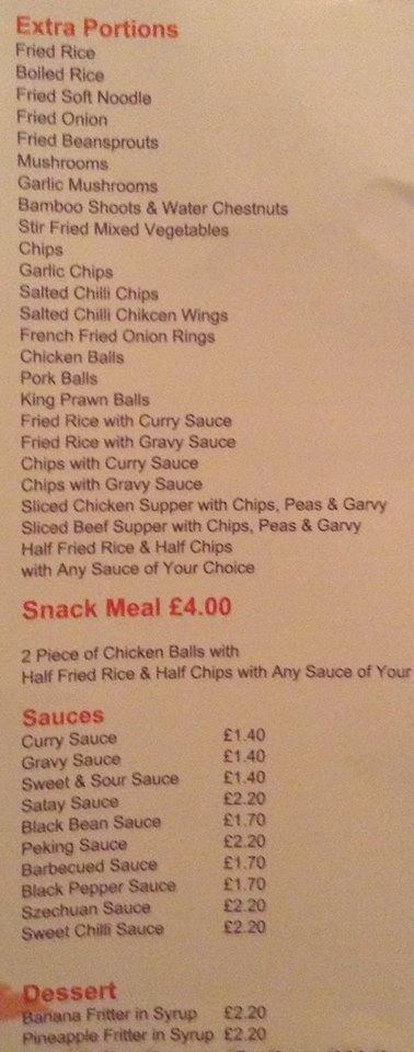 Menu at Mandarin Palace Coleraine fast food, Coleraine