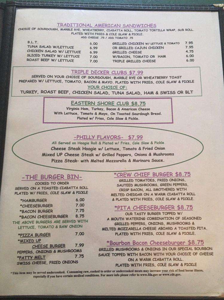 Menu at Market Street Grill restaurant, Onancock