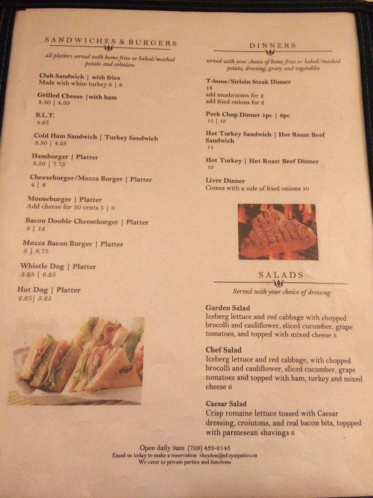 Menu at Riverside Restaurant and Lounge, Cape Broyle