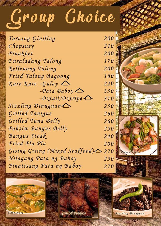 Menu at Silong Restobar, Manila, Ma. Orosa St