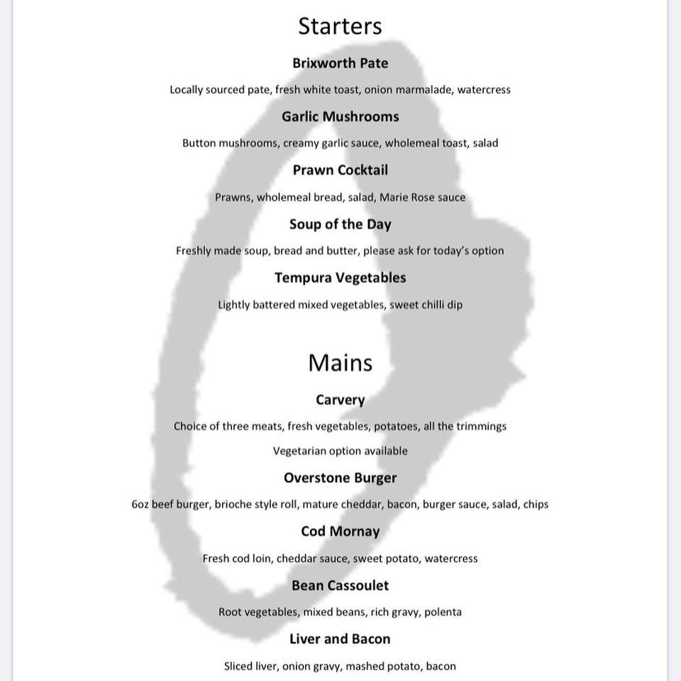 Menu at The Overstone Arms Pub and Dining, Kettering