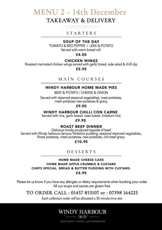 Menu at Windy Harbour Farm Restaurant & B&B, Glossop