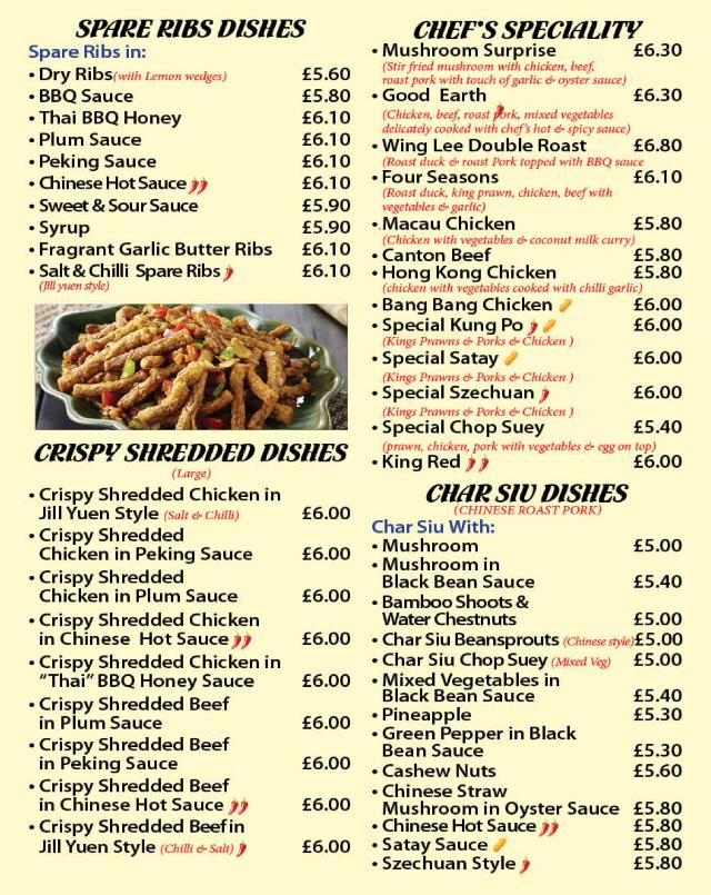 Menu at Wing Lee Bromsgrove fast food, Bromsgrove