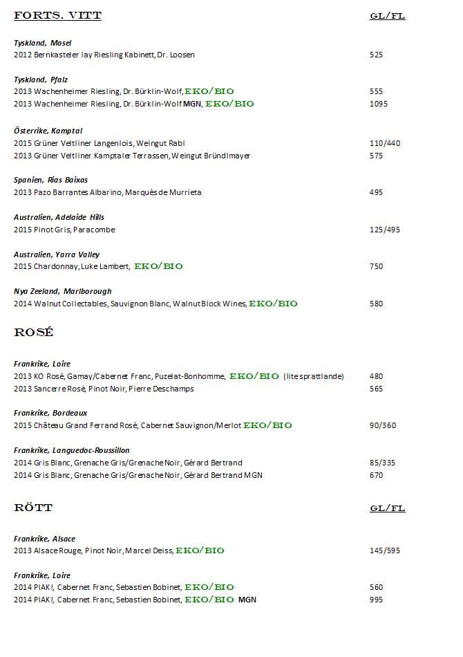 Menu at Finnhamns Arkipelag AB pub & bar, Finnhamn, Finnhamns brygga
