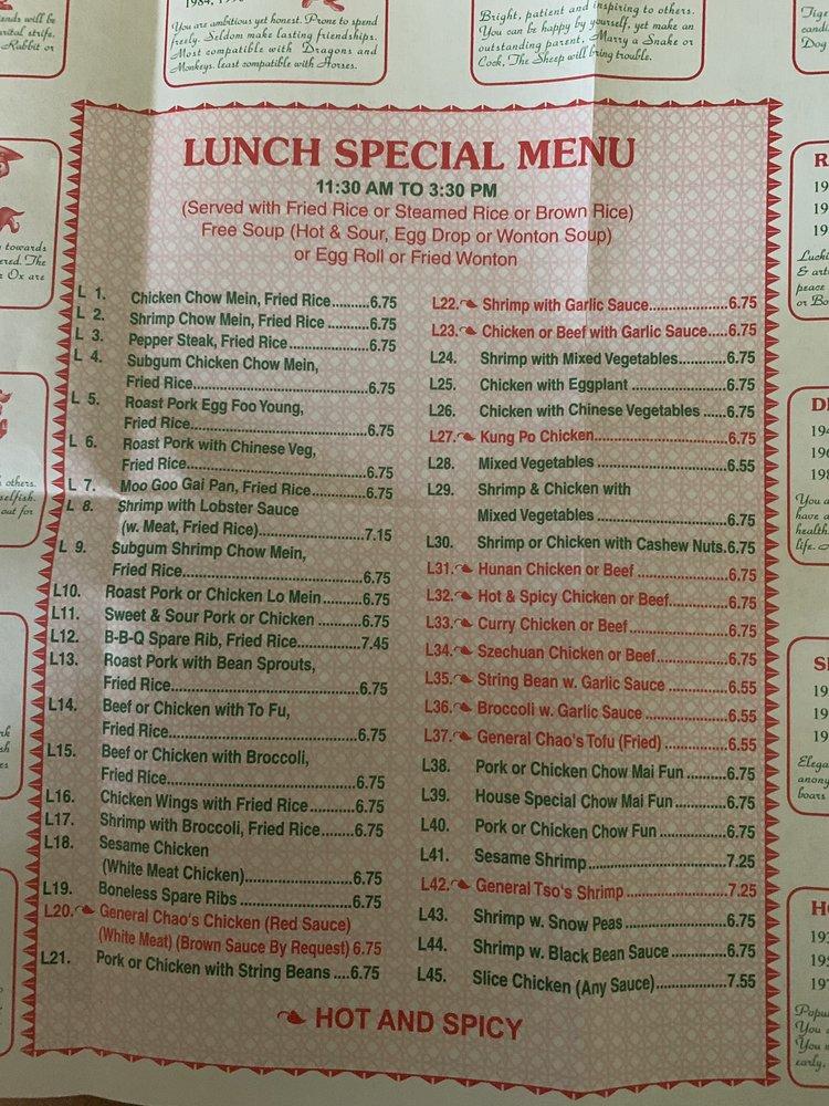 Menu at Golden Dragon restaurant, Smithtown