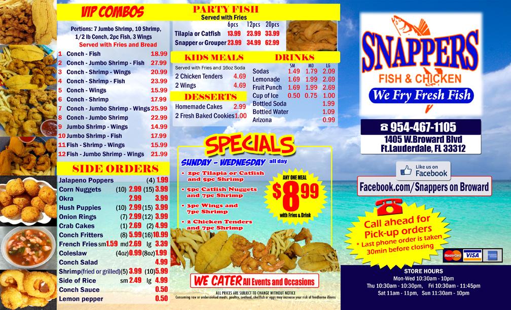 Menu at Snappers Fish And Chicken Broward Blvd restaurant, Fort ...