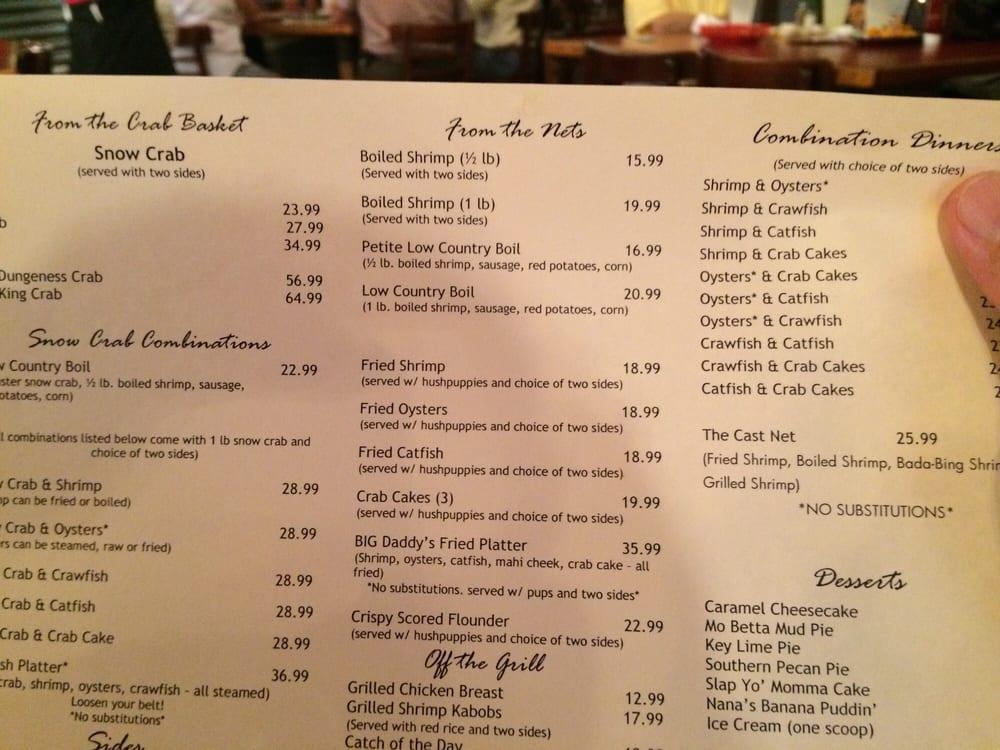 Menu at The ShellHouse Seafood Restaurant, Savannah