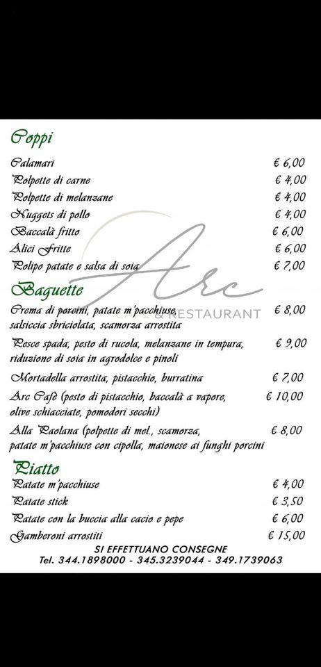 Menu at Arc Drink pub & bar, Paola