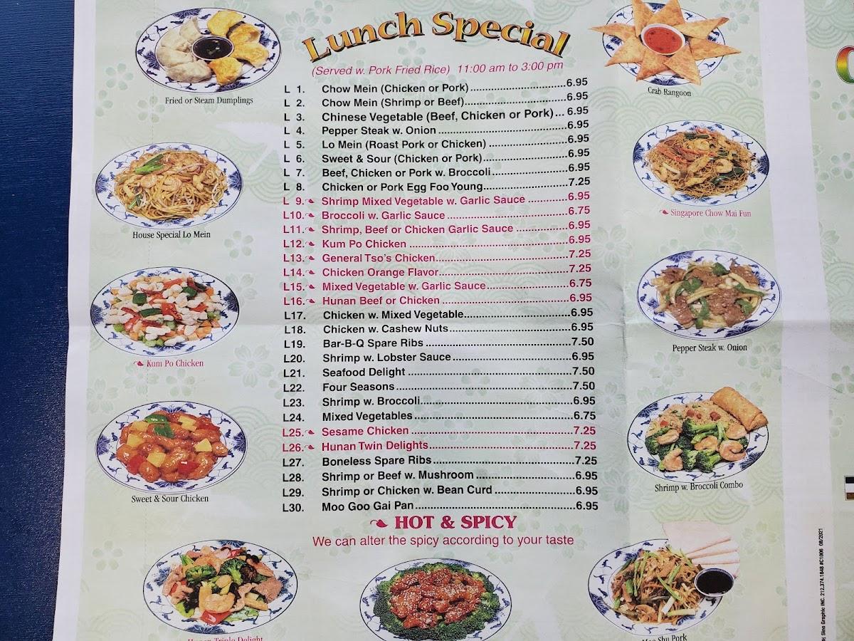 Menu at China One restaurant, Dillsburg, 840 N U.S. 15