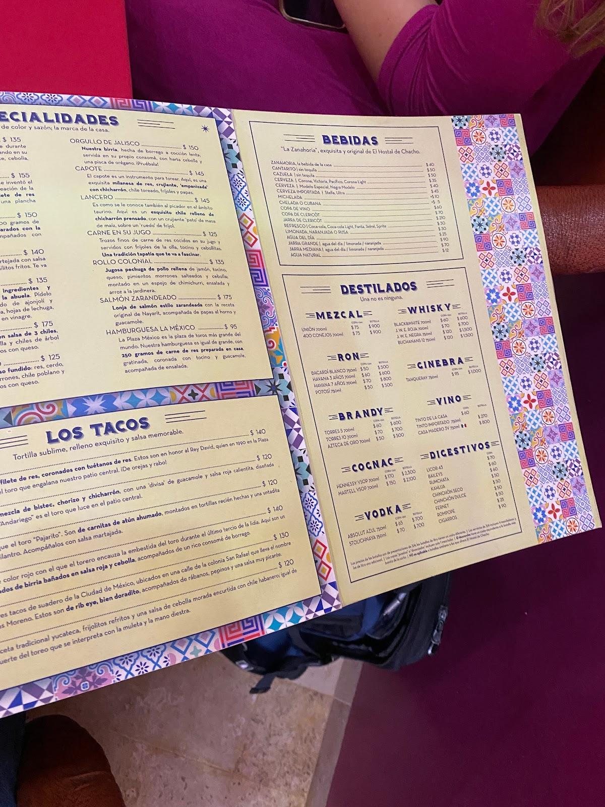 Menu at El Hostal De Chacho restaurant, San Julián