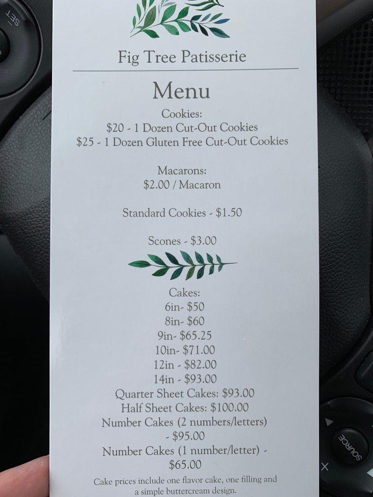 Menu at Fig Tree Patisserie restaurant, Kenmore
