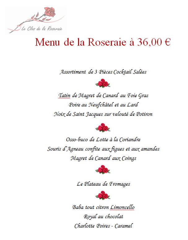 Menu au Le Clos de la Roseraie restaurant, Clères