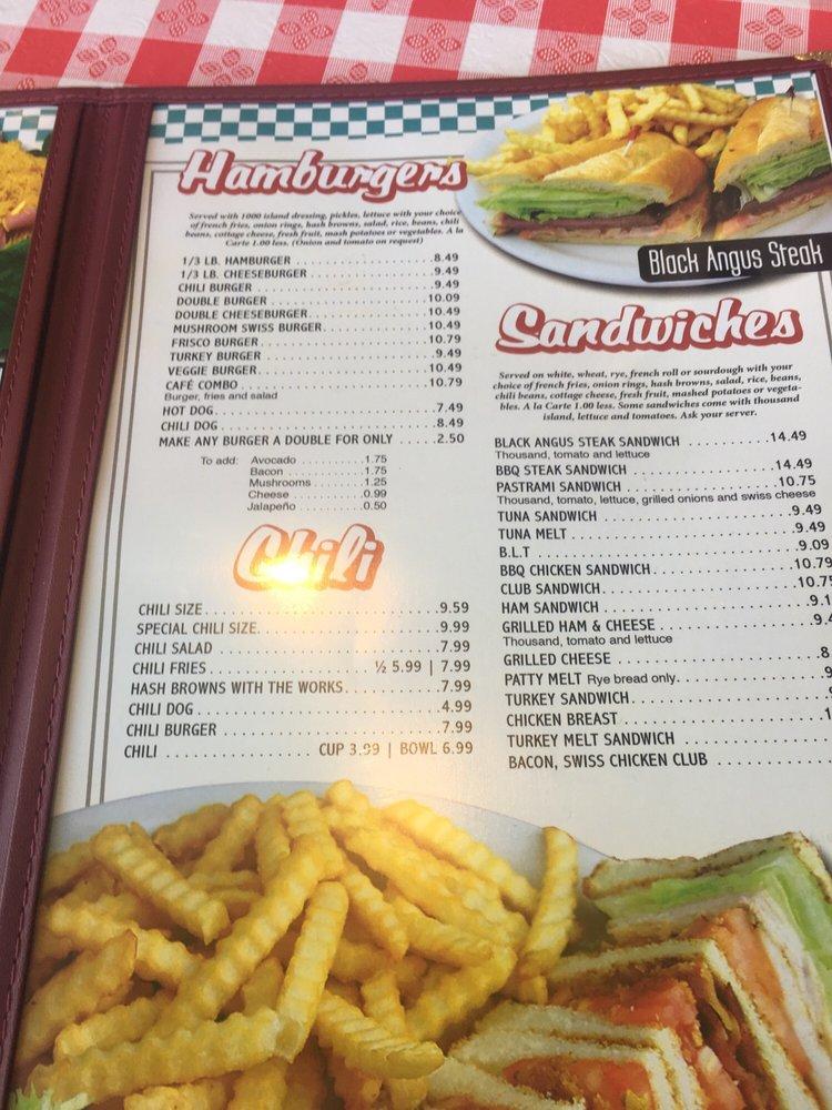 Menu at Roy's Cafe, Henderson