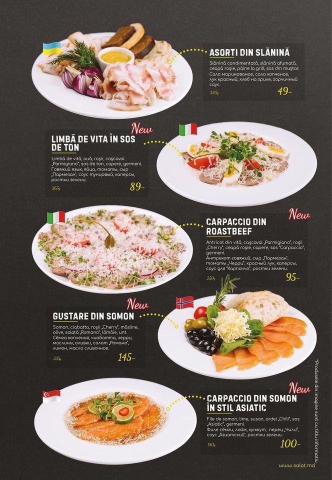Speisekarte von Salat, Ungheni