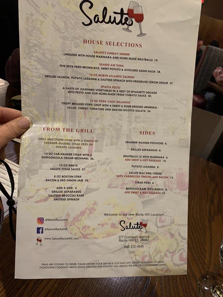 Menu at Salute pub & bar, Rocky Hill
