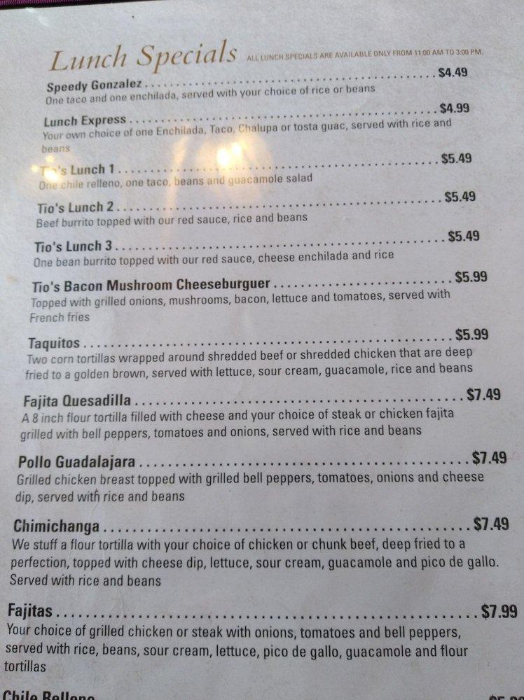 Menu at Tios Bar & Grill, Poplar Bluff
