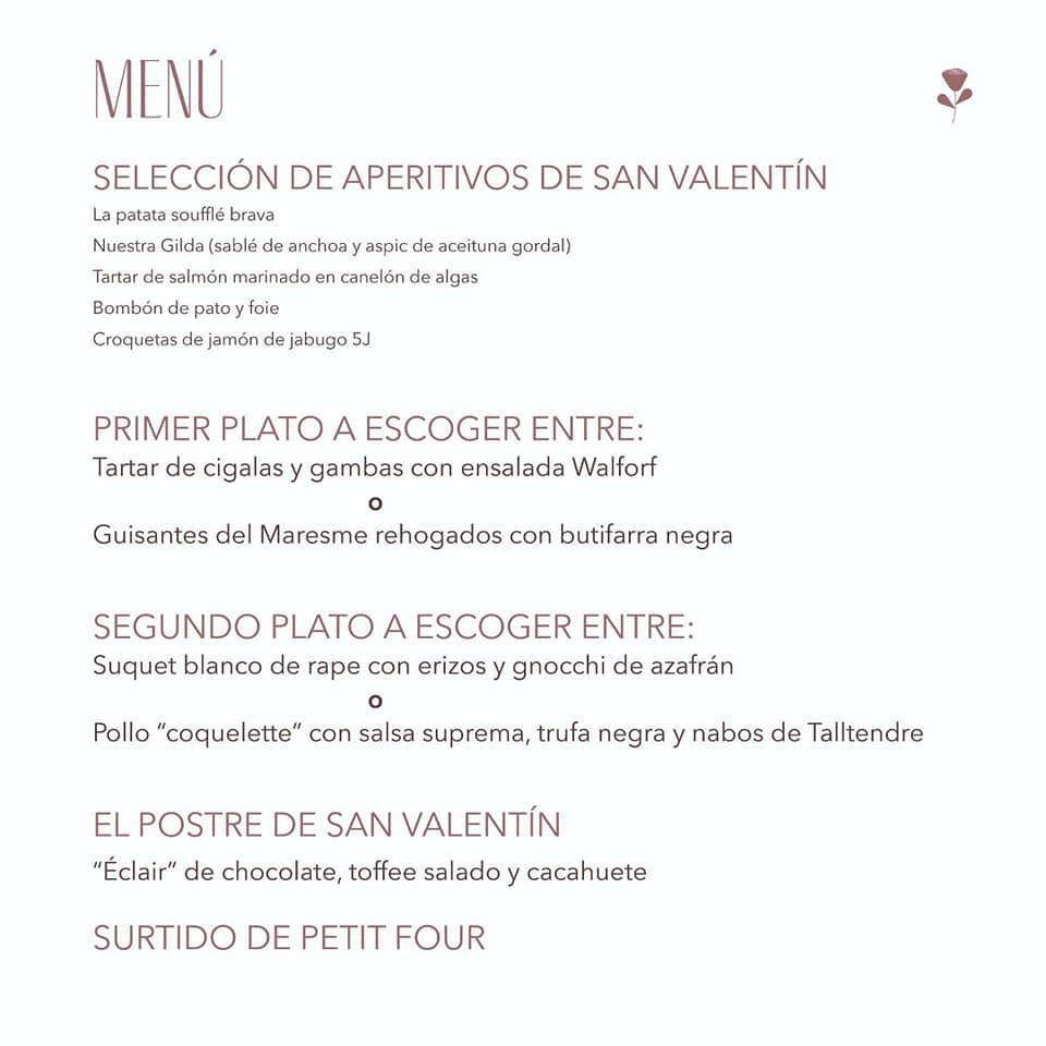 Carta del restaurante Via Veneto, Barcelona