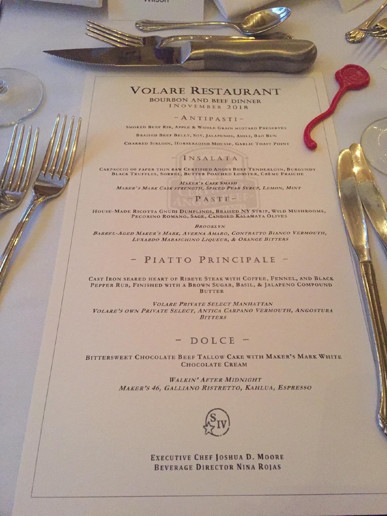 Menu at Volare Italian Ristorante restaurant, Louisville