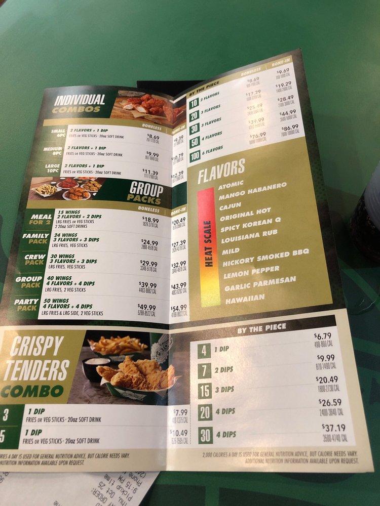 Menu at Wingstop restaurant, Frederick