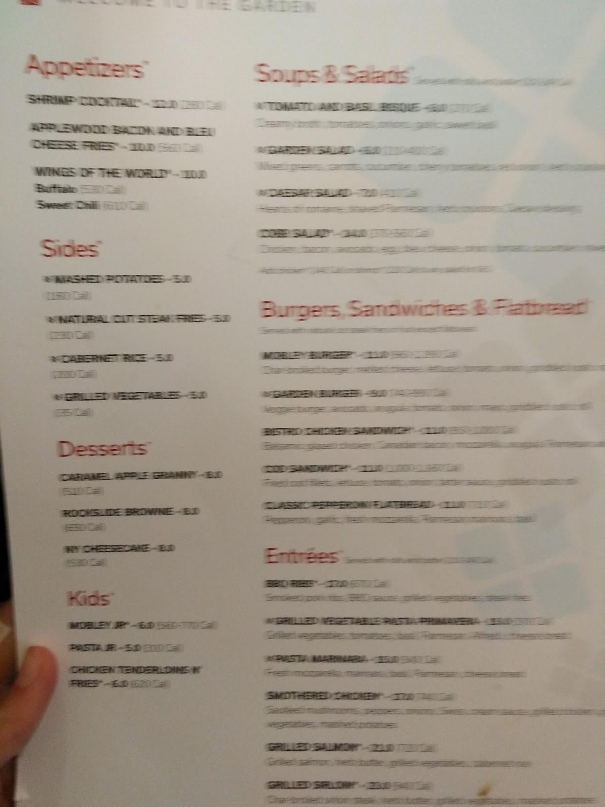 Menu at Garden Grille & Bar, Romulus