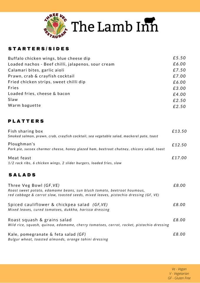 Menu at The Lamb Inn pub & bar, Chichester