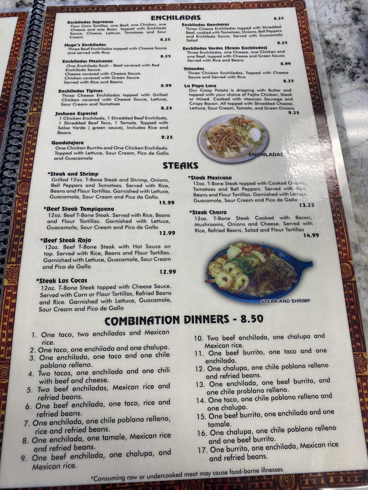 Menu at las catrinas mexican restaurant, Batesville