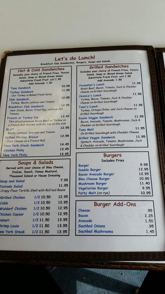 Menu at The Breakfast Club, Seaside
