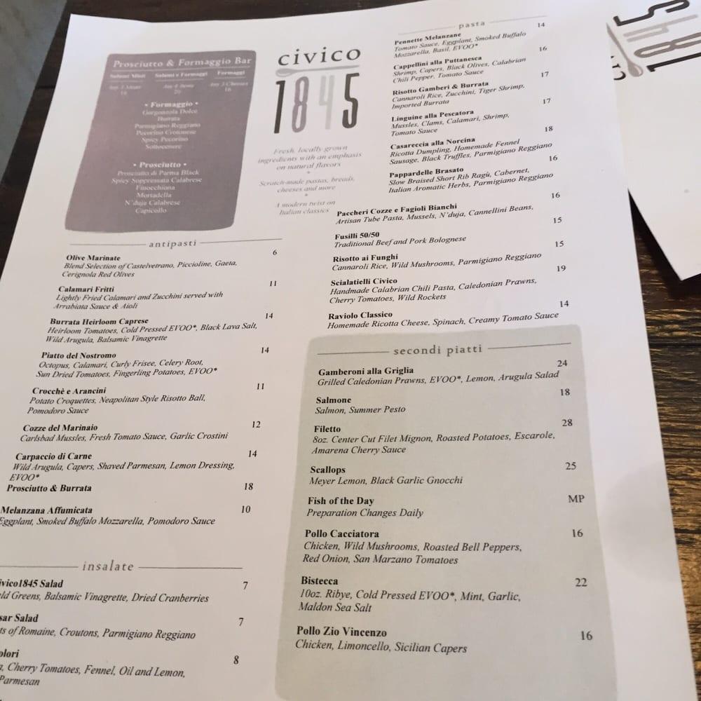 Menu at Civico 1845 restaurant, San Diego