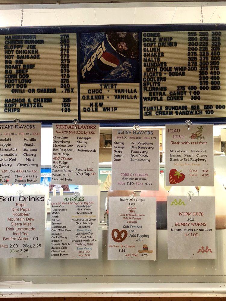 Menu at Cobbs Drive-In, Sandusky