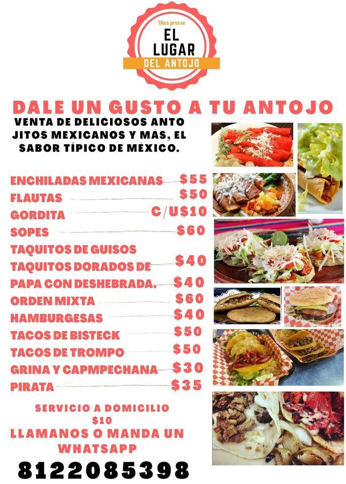Menu at El lugar del Antojo, Juárez