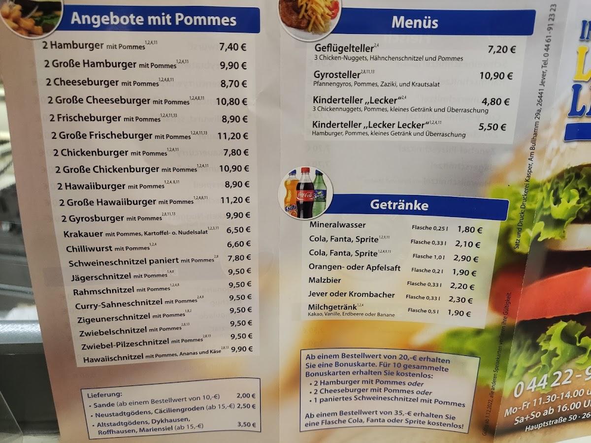 Speisekarte von Lecker Lecker pub & Bar, Sande
