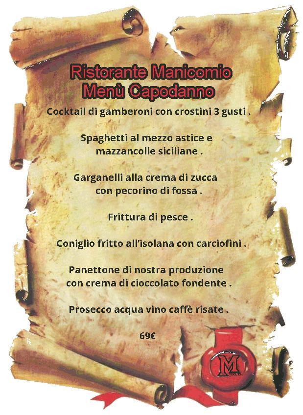 Menu at Manicomio restaurant, Florence