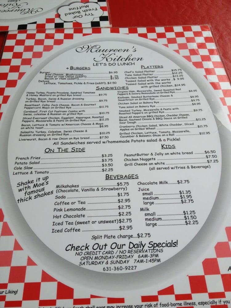 Menu at Maureen's Kitchen restaurant, Smithtown